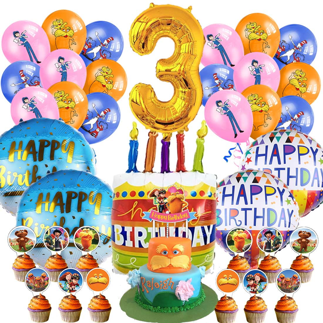 Lorax Party Supplies 3rd Decor Kit Balloons Birthday Cake Topper ...