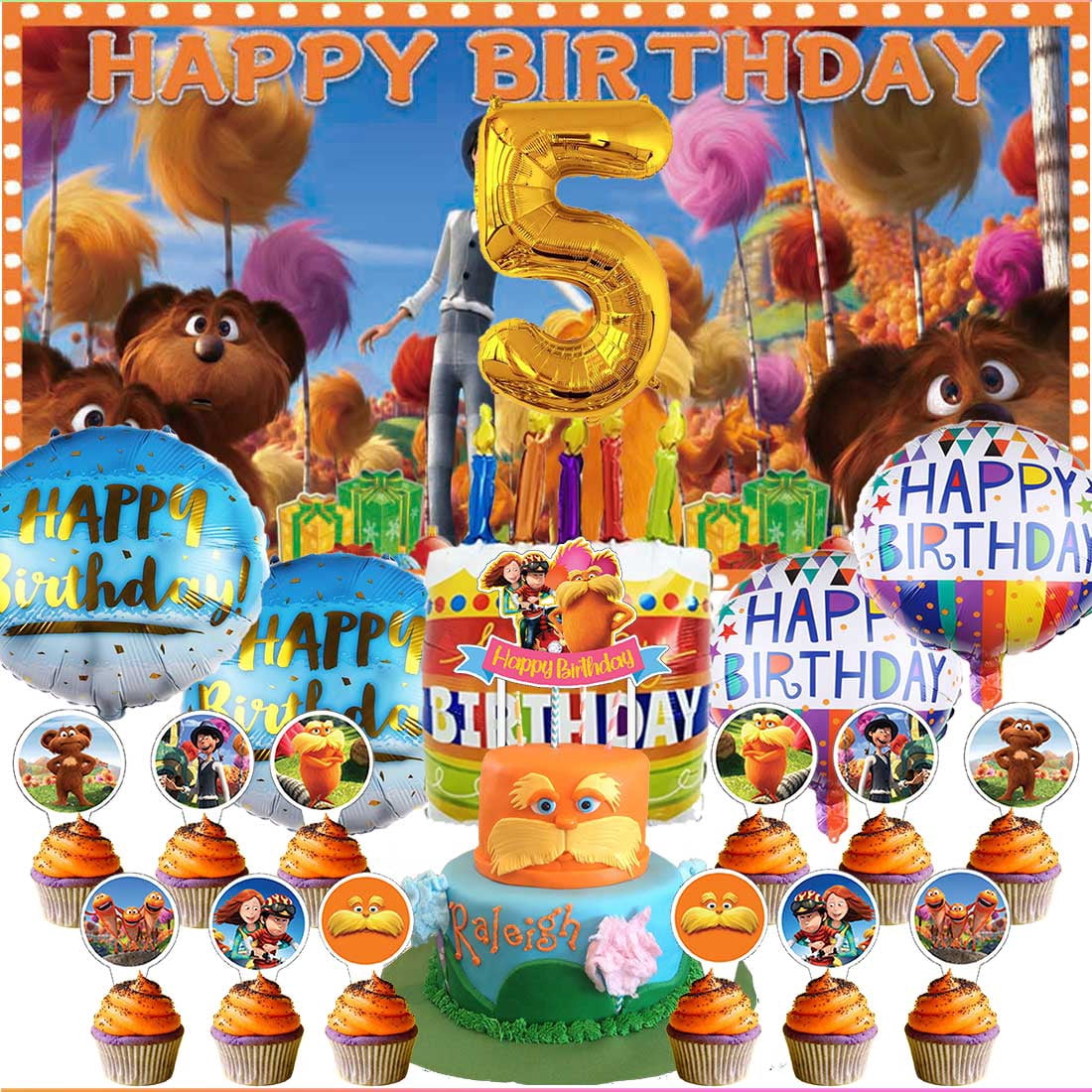 Lorax Party Supplies Decor 5th Kit Balloons Birthday Cake Topper Banner ...