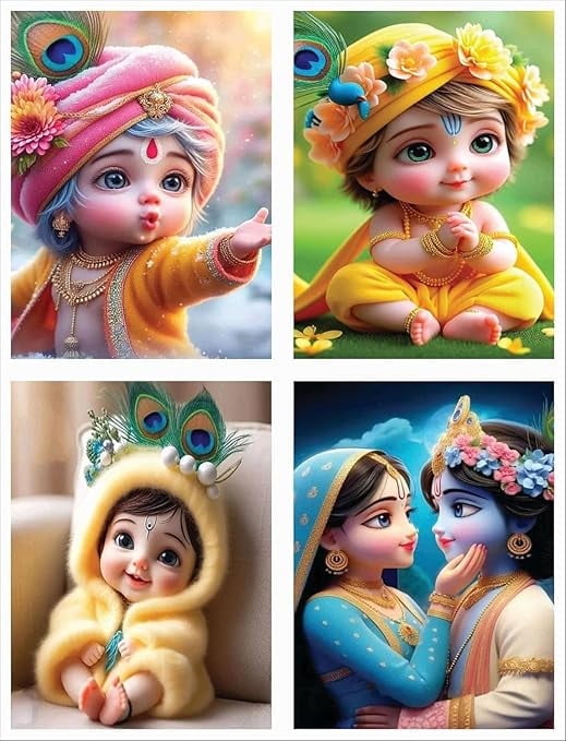 Lord Baby Krishna, Laddu Gopal JI, 4 PCS, Little Bal Gopal, God Krishna ...