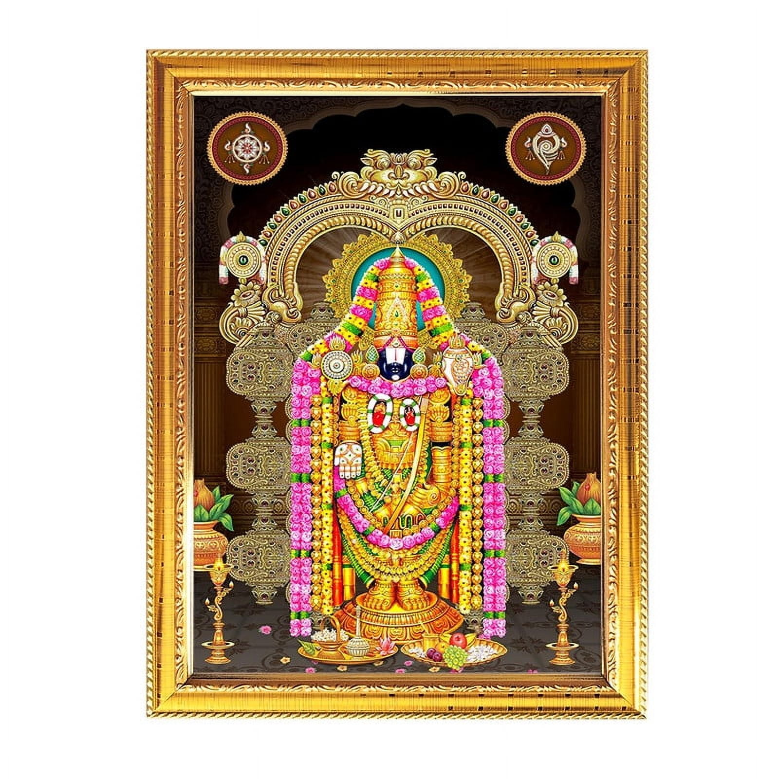 Lord Balaji Golden Photo Frame for Pooja Indian with a religious or ...