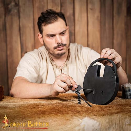 Lord Of Battles Iron Padlock with Pair of Keys and Chainmail Keychain ...