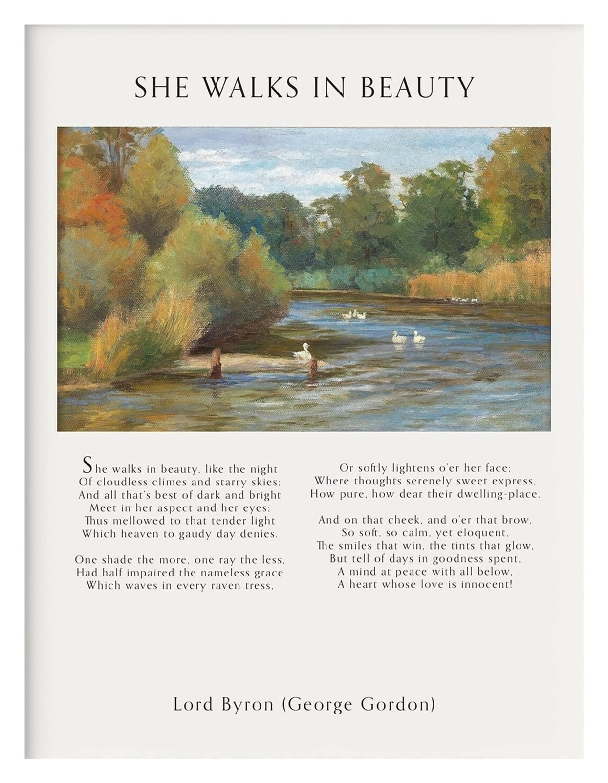 Lord Byron Poem Art Print - Scenic River Landscape Wall Decor ...