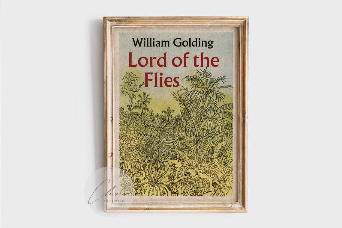 Lord Of The Flies Book Cover, Jungle Illustration Wall Art, Literary ...