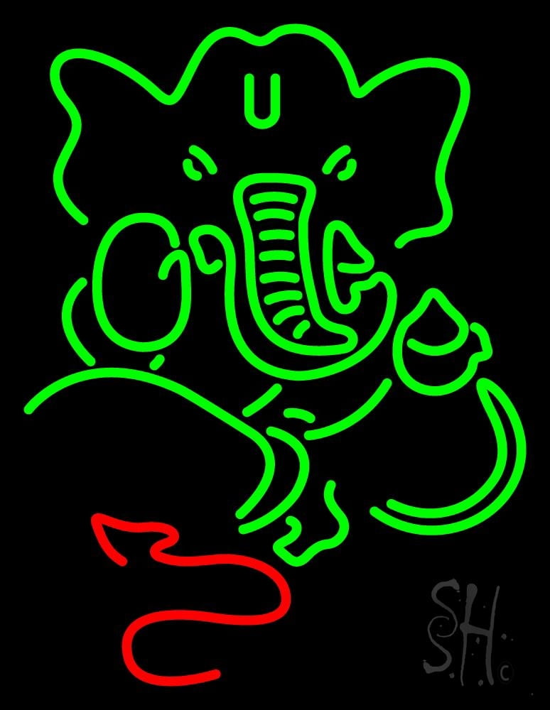 Lord Ganesha LED Neon Sign 31" Tall x 24" Wide - inches Black Square ...