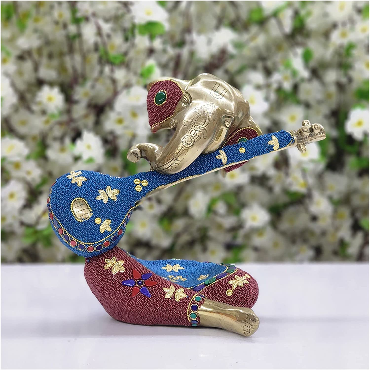 Lord Ganesha Statue in Brass Ganesha Playing Veena Modern Ganesh Figure ...