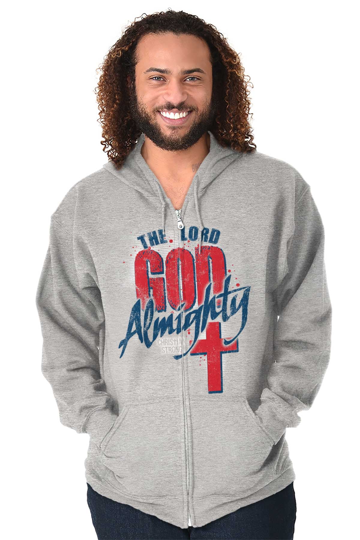 Lord God Almighty Christian Cross Unisex Plus Size Zip Hoodie Brisco ...