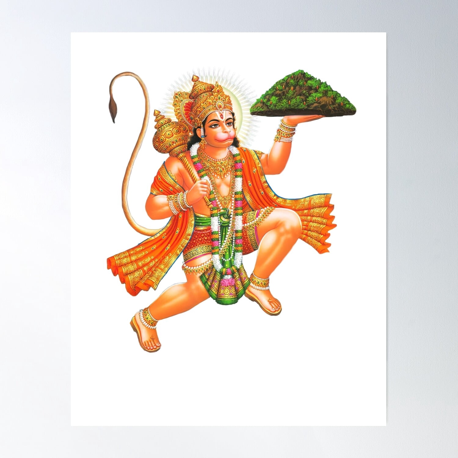 Lord Hanuman Carrying Sanjivani Mountain Poster Wall Art, Modern Wall ...