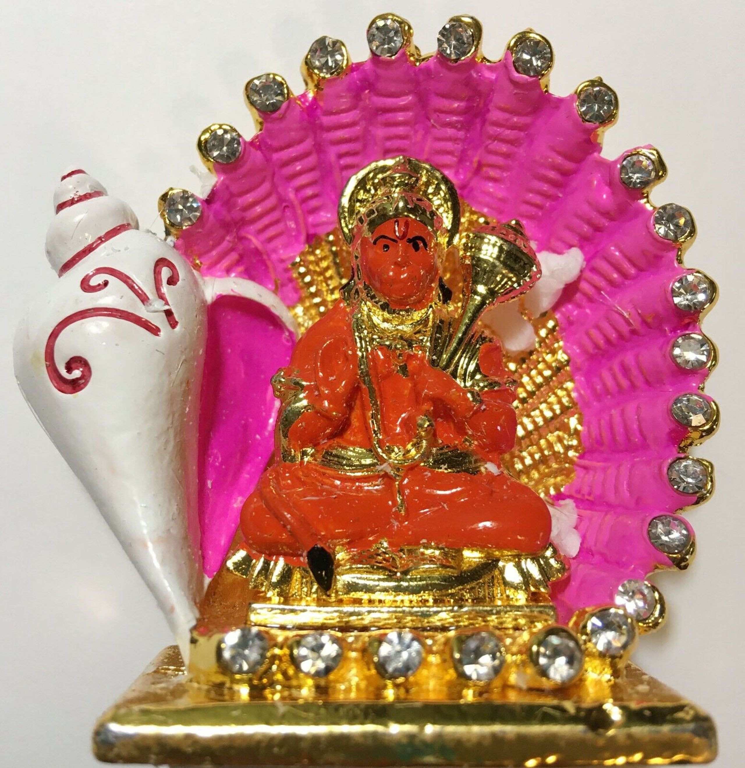 Lord Hanuman Idol in Conch Metal Stone Studded Car Dashboard Statue H-2 ...