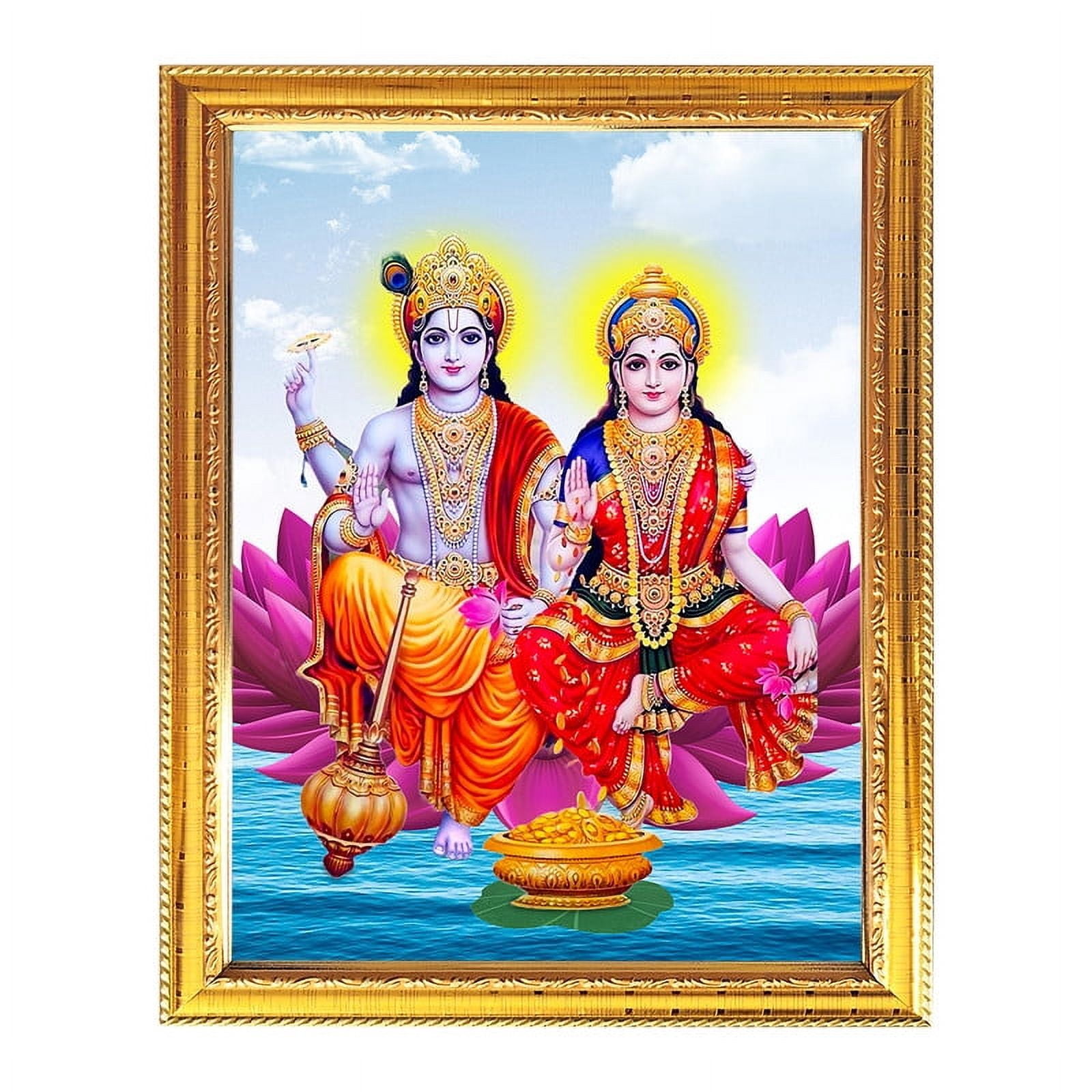 Lord Hari Vishnu Lakshmi Religious Photo Puja Room Temple Wall Hanging ...