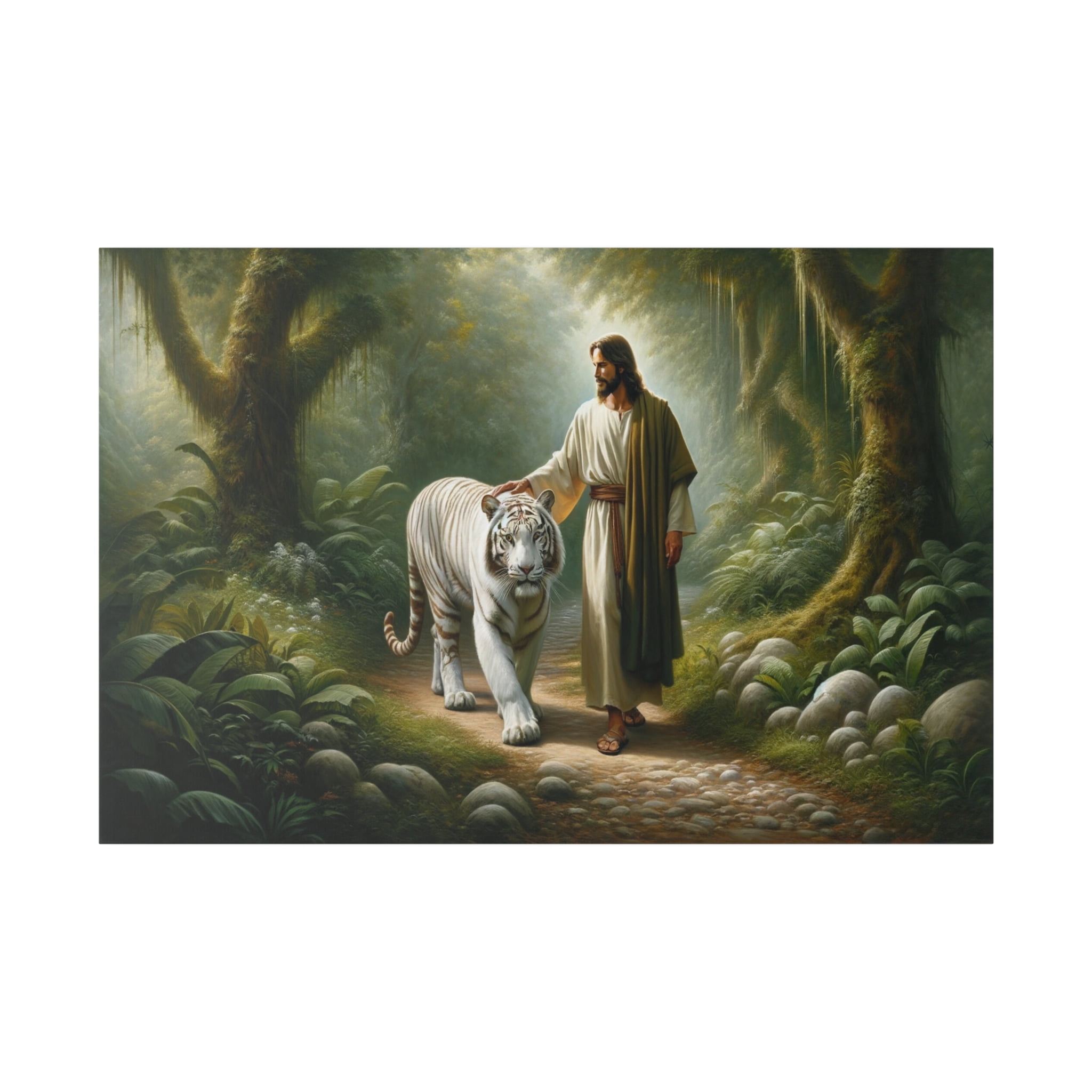 Lord Jesus & Tiger Walking - Matte Canvas, Wall Decor Wall Art Home ...