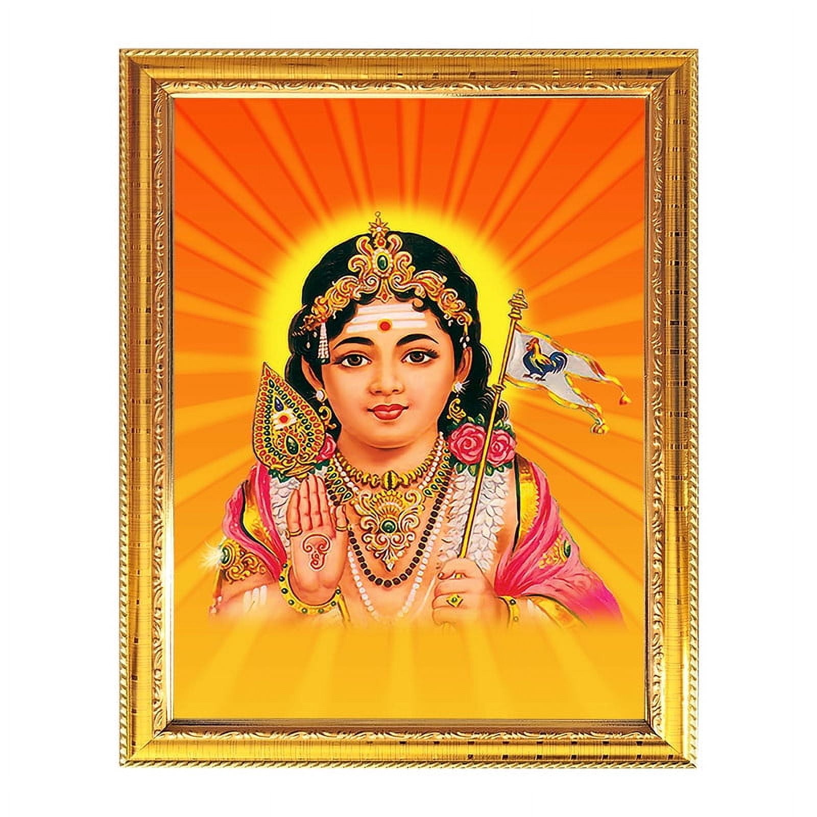 Lord Kartikeyaa God Photo Frames For Pooja Indian Golden Wall Décor ...