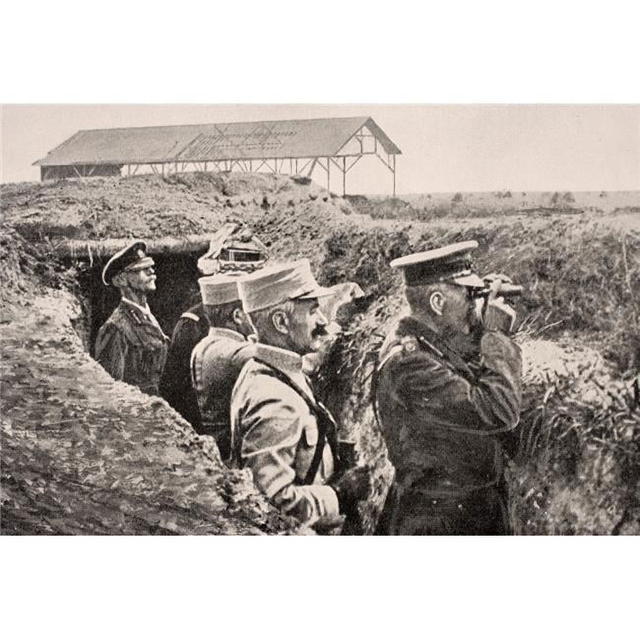 Lord Kitchener with Binoculars with General Joffre In Trench On Western ...
