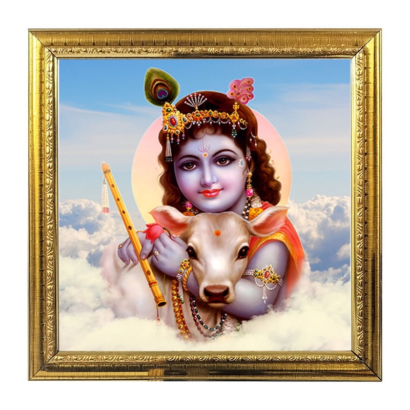 Lord Krishna God Idol Photo Frame Pooja Hindu Bhagwan Devi Devta Photo ...