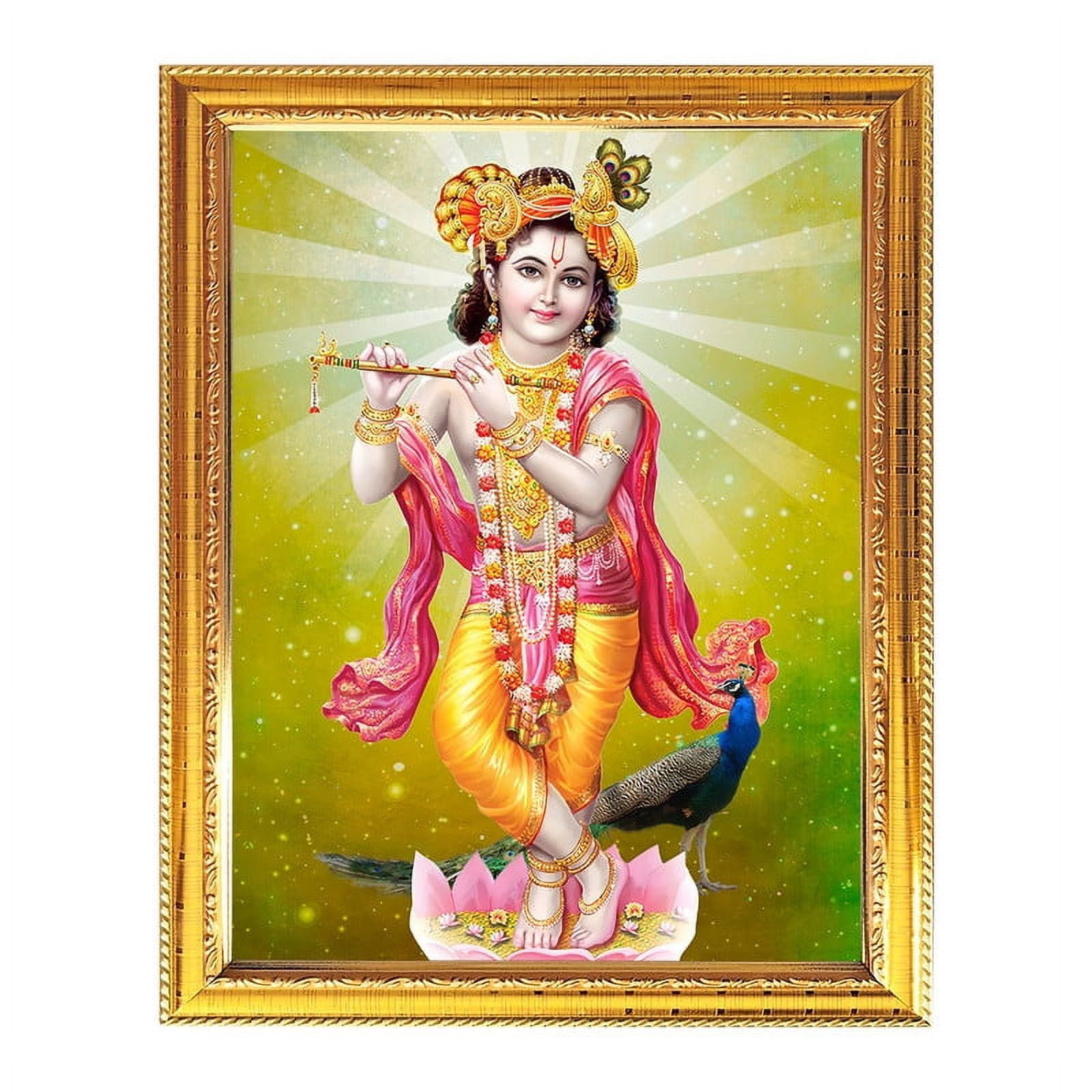 Lord Krishna God Photo Frames For Pooja Indian Golden Wall Décor ...