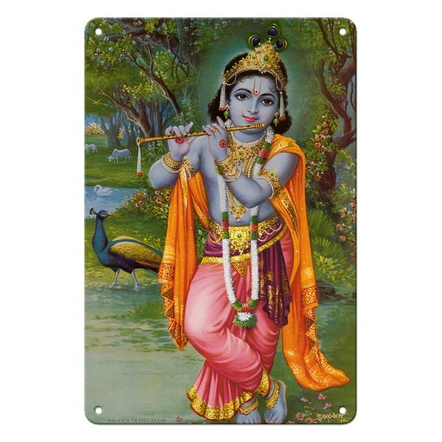 Lord Krishna - Hindu Deity - India - Vintage Religious Art - 8 x 12 ...
