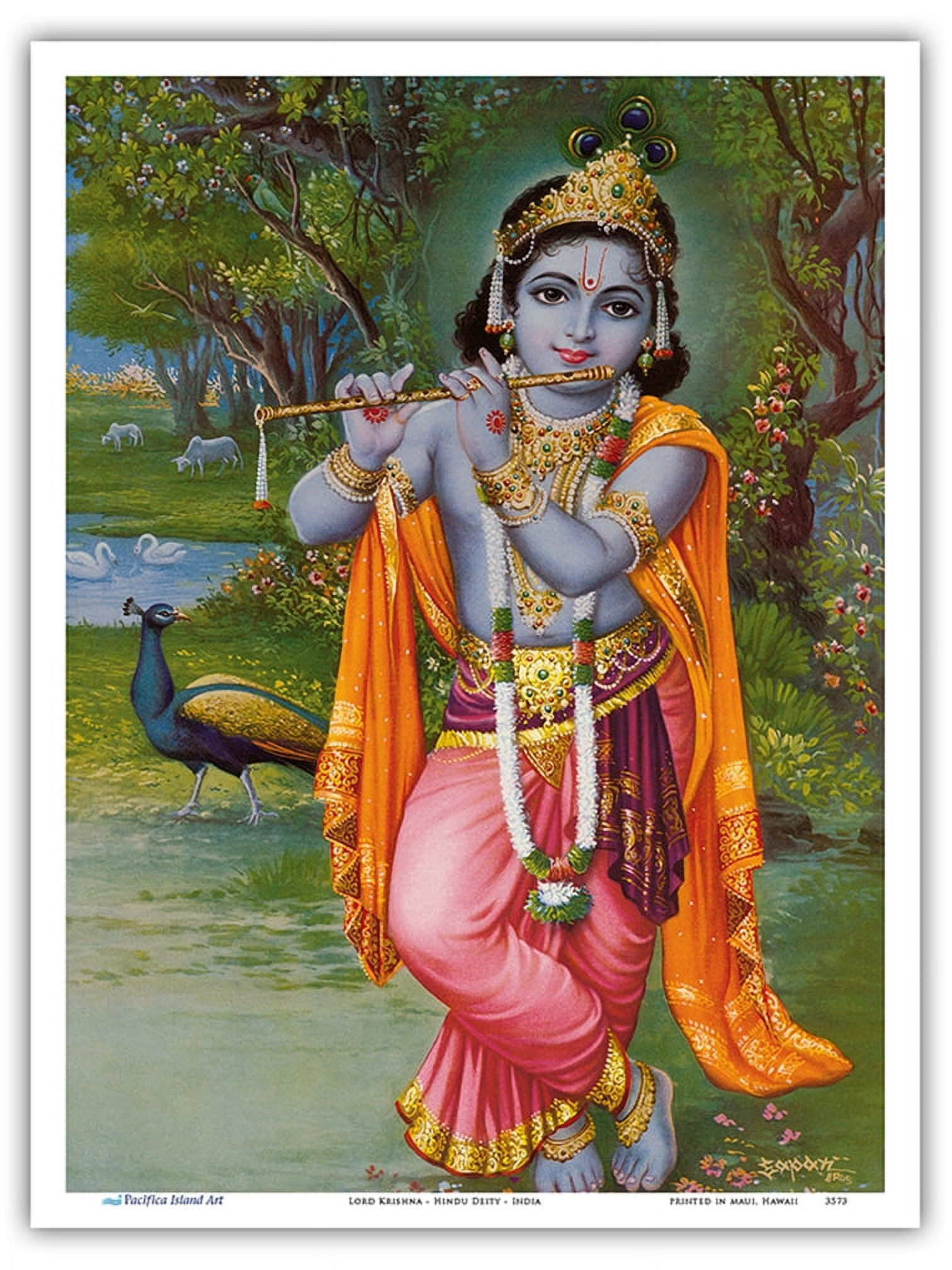 Lord Krishna - Hindu Deity - India - Vintage Religious Art - Master Art ...