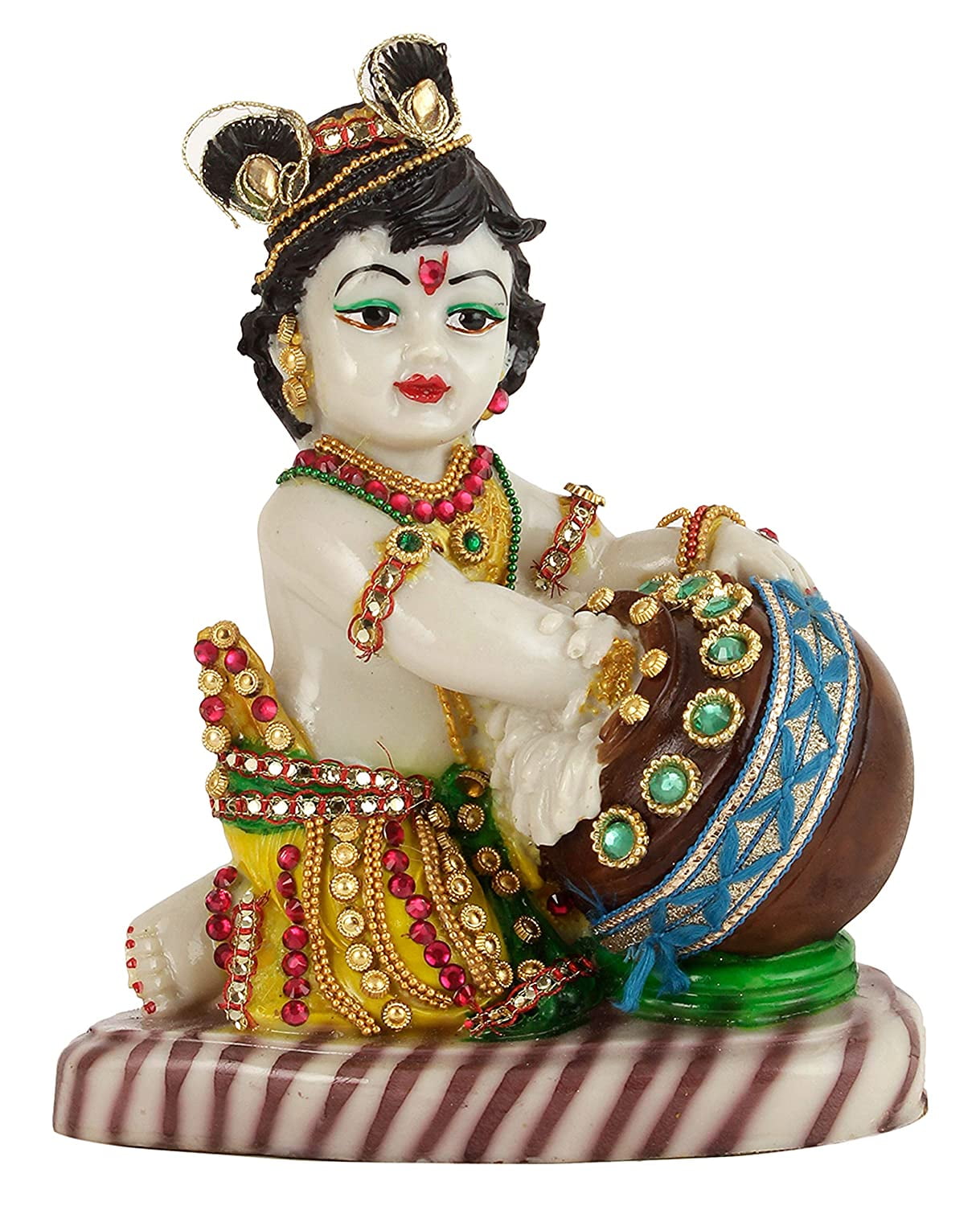 Lord Krishna Makhan Chor Idol Statue Figurine Showpiece (19 x 15 x 9 cm ...