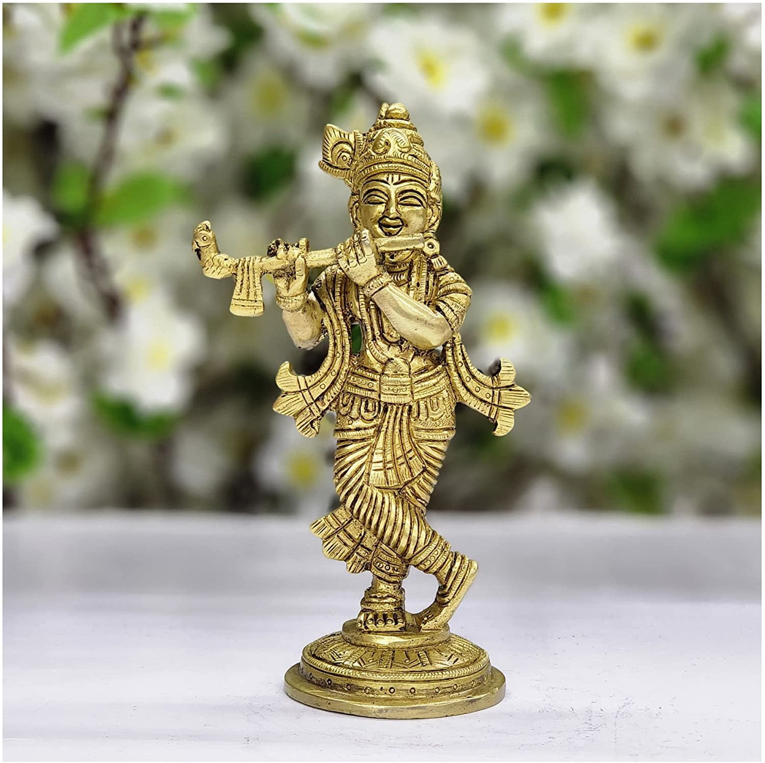 Lord Krishna with Murli Hindu God of Love Krishna Statue in Brass ...