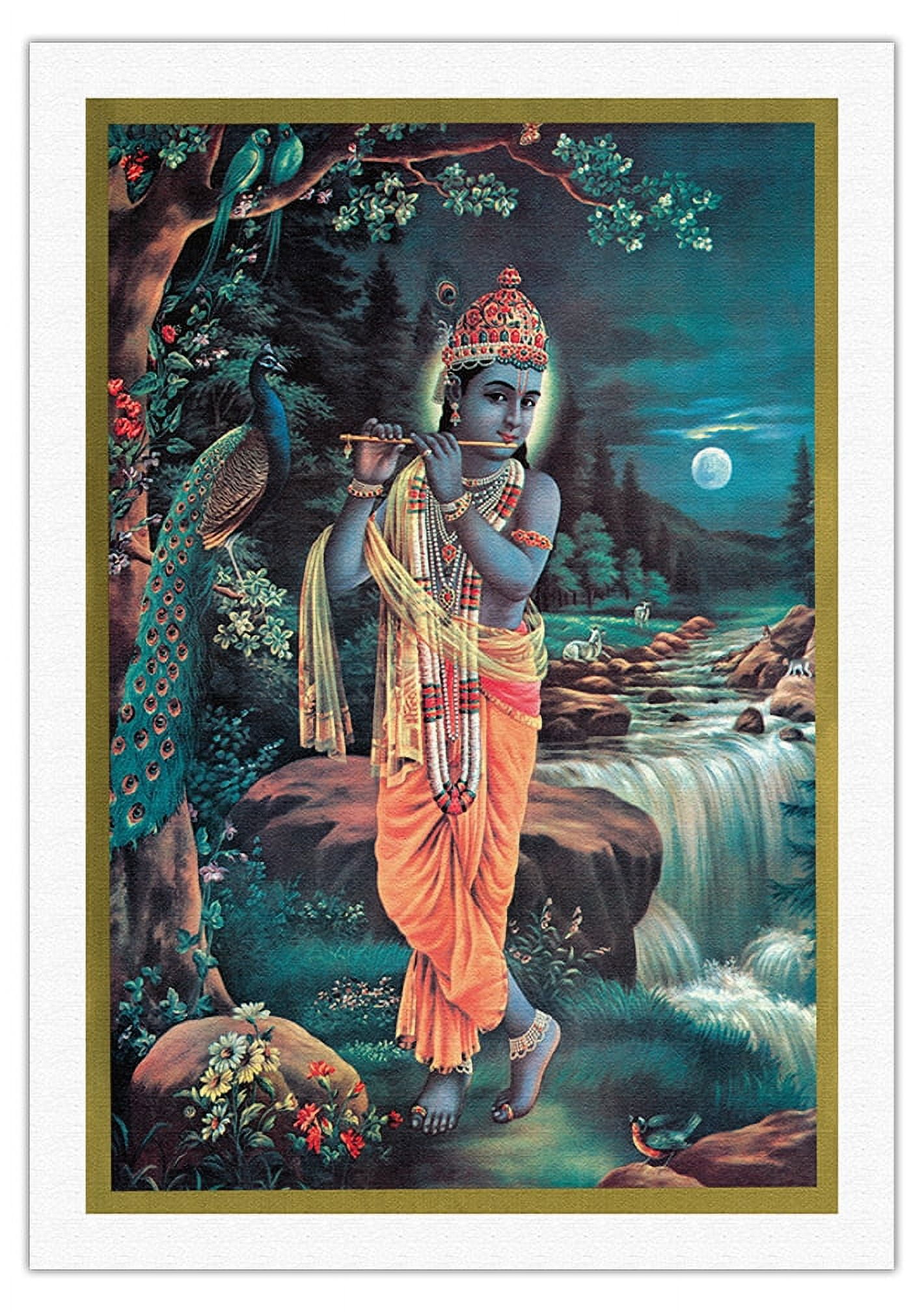 Lord Krishna The Enchanter - God of Love Playing his Flute - Vintage ...