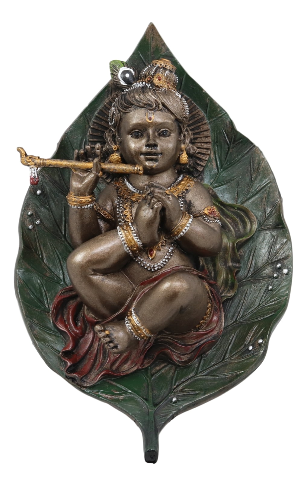 Lord Krishna as Baby Laying On Peepal Banyan Leaf Hindu Figurine 6"H ...