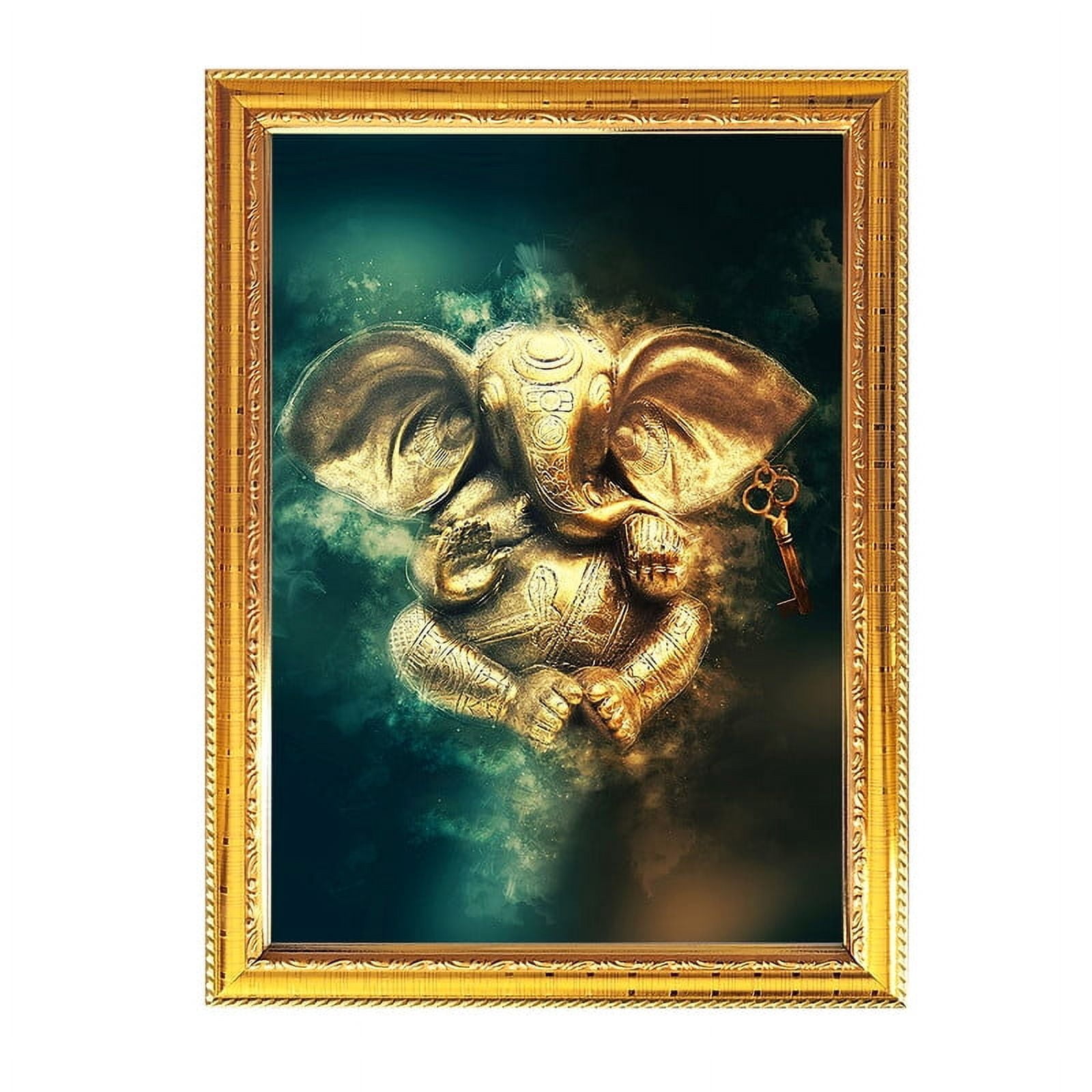 Lord Lambodar God Photo With Golden Frames For Pooja Indian Worship ...