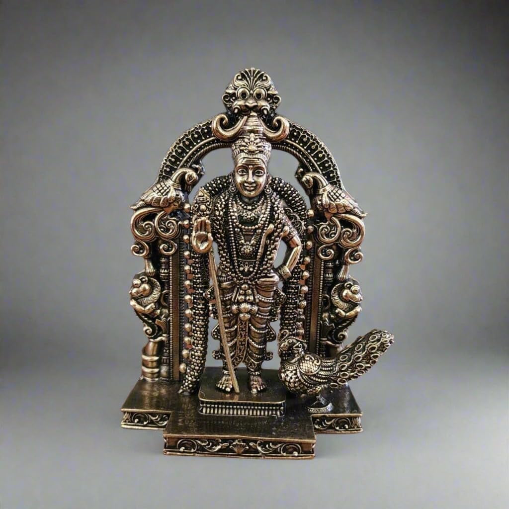Lord Murugan | Kartikeya Brass Idol | 5-Inch Divine Warrior Statue for ...