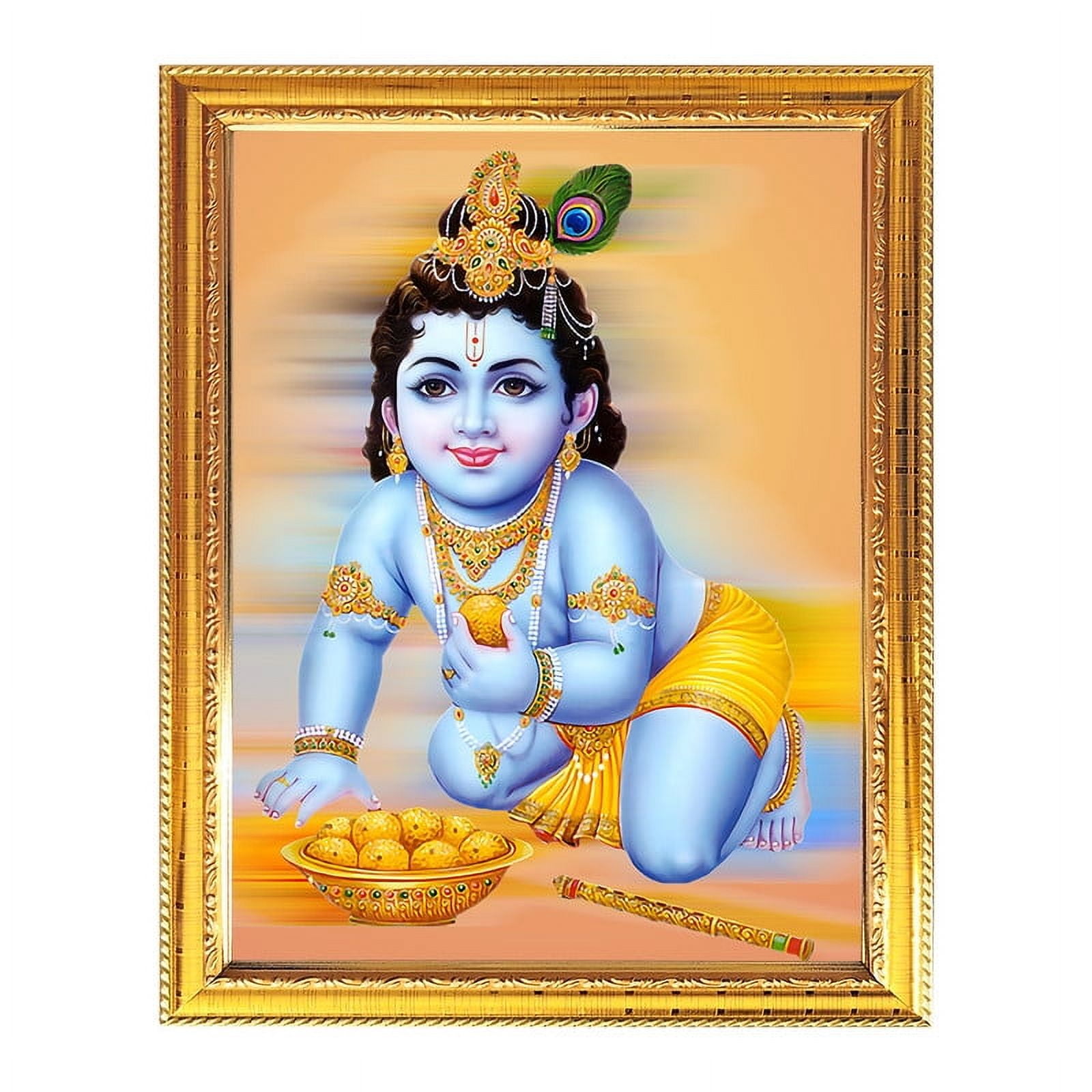 Lord Nand Gopal God Photo Frames For Pooja Indian Golden Wall Décor ...
