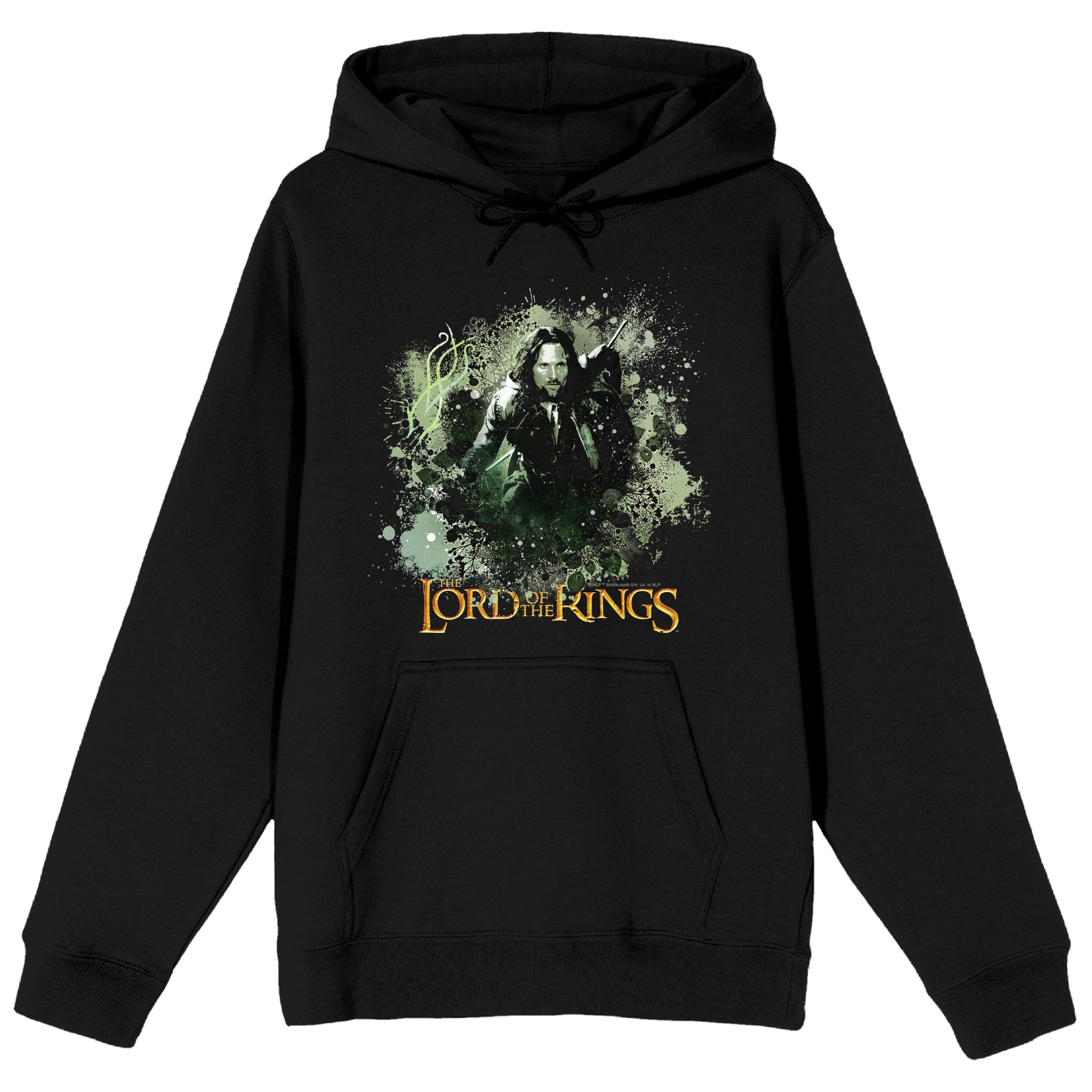 Lord Of The Rings Aragorn Ink Splash Forest Adult Black Long Sleeve ...