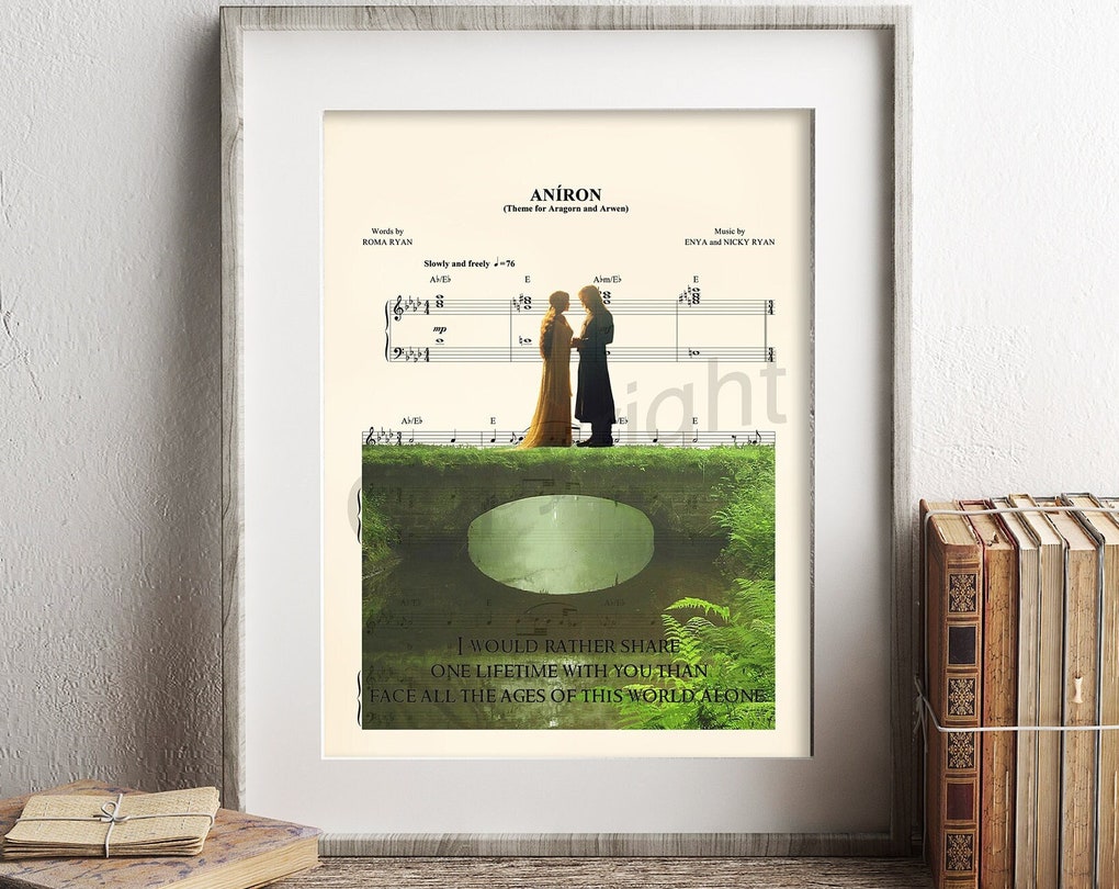 Lord Of The Rings Arwen And Aragorn Quote Sheet Music Art Print ,Decor ...