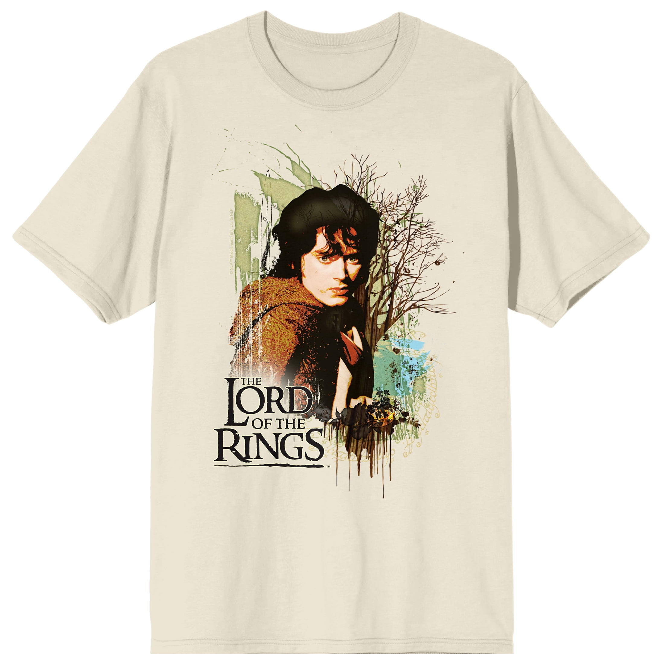 Lord Of The Rings Frodo Baggins Ink Splash Tree Adult Natural Crew Neck ...