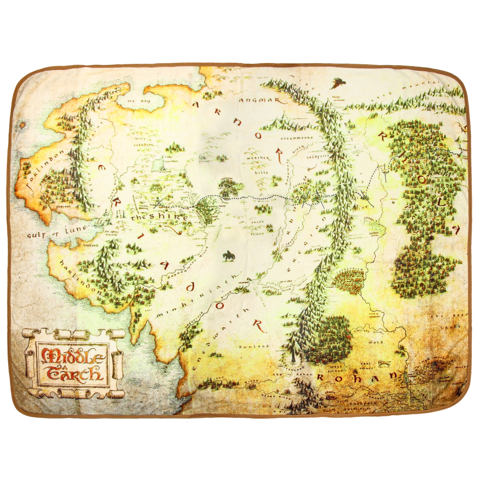 Lord Of The Rings Full Middle Earth Map Design Plush Throw Blanket 46 ...