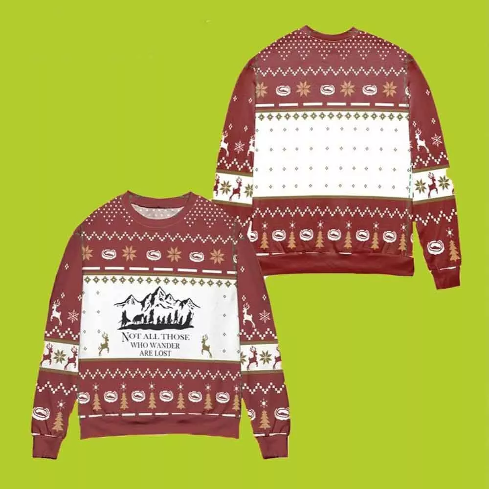 Lord Of The Rings Ugly Christmas Sweater Not All Those Wander Are Lost ...