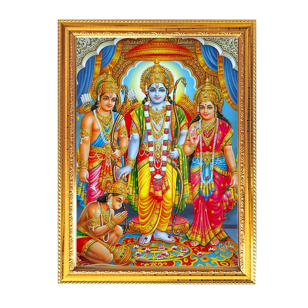 Lord Ram Sita Mata, Hanuman, Laxman, Bharat and Shatrudhan Golden Photo ...