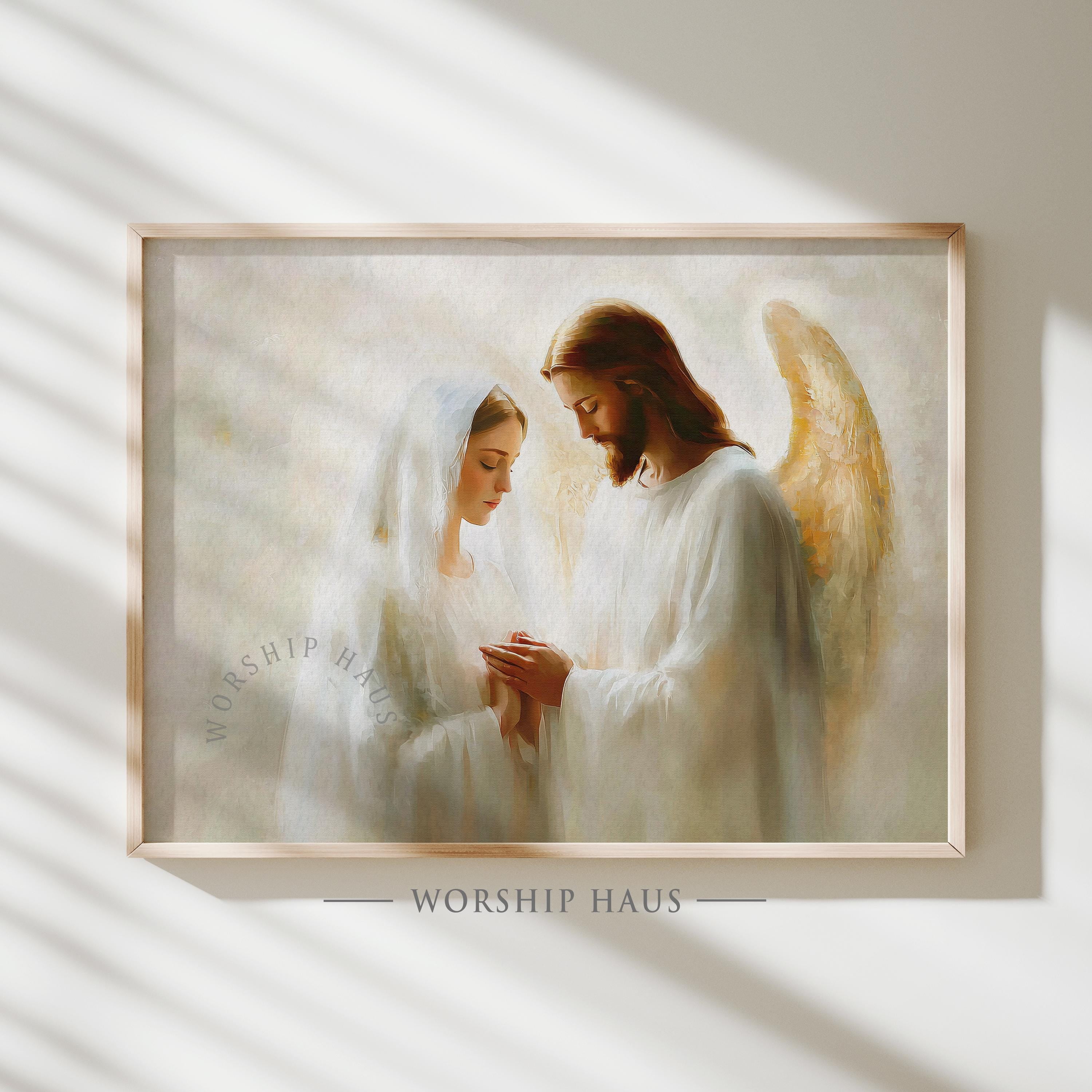 The Lord Rejoices Over Her Christian Wall Art Bride And Angel Scene ...