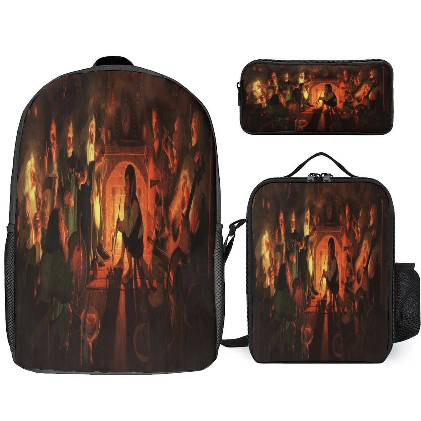 The Lord of the Rings Backpack with Lunch Bag Combo 17 inch Black ...