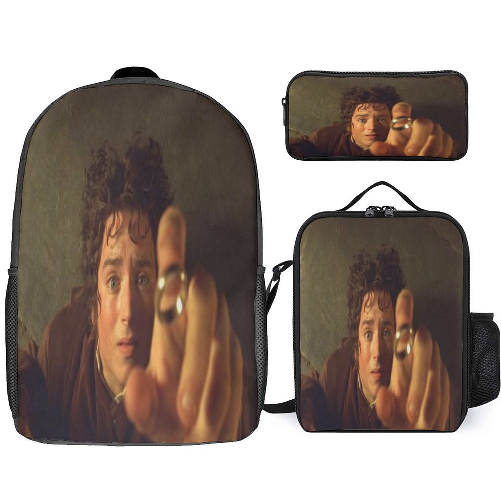 The Lord of the Rings Backpack with Lunch Bag Combo 17 inch Black ...