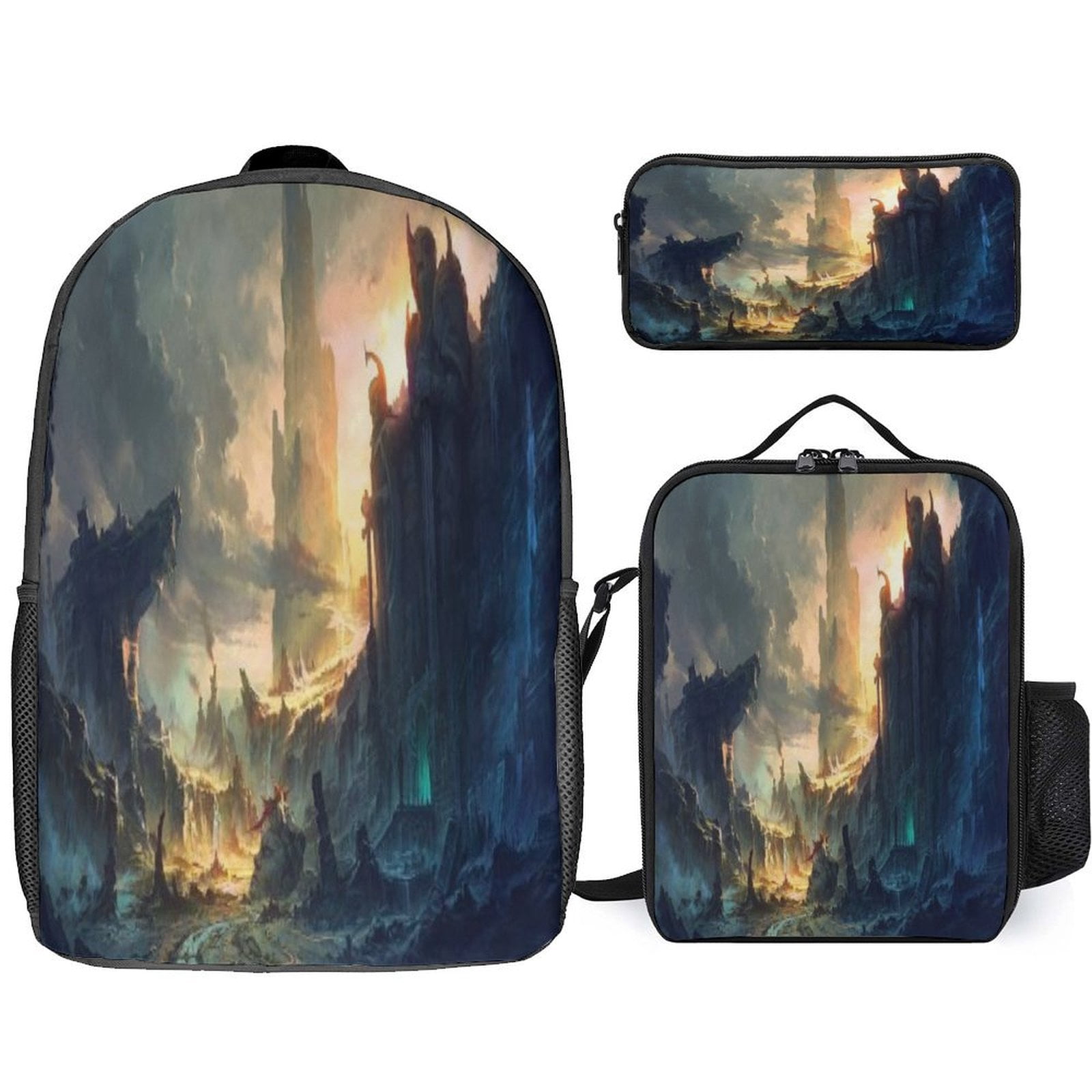 The Lord of the Rings Backpack with Lunch Bag Combo 17 inch Black ...