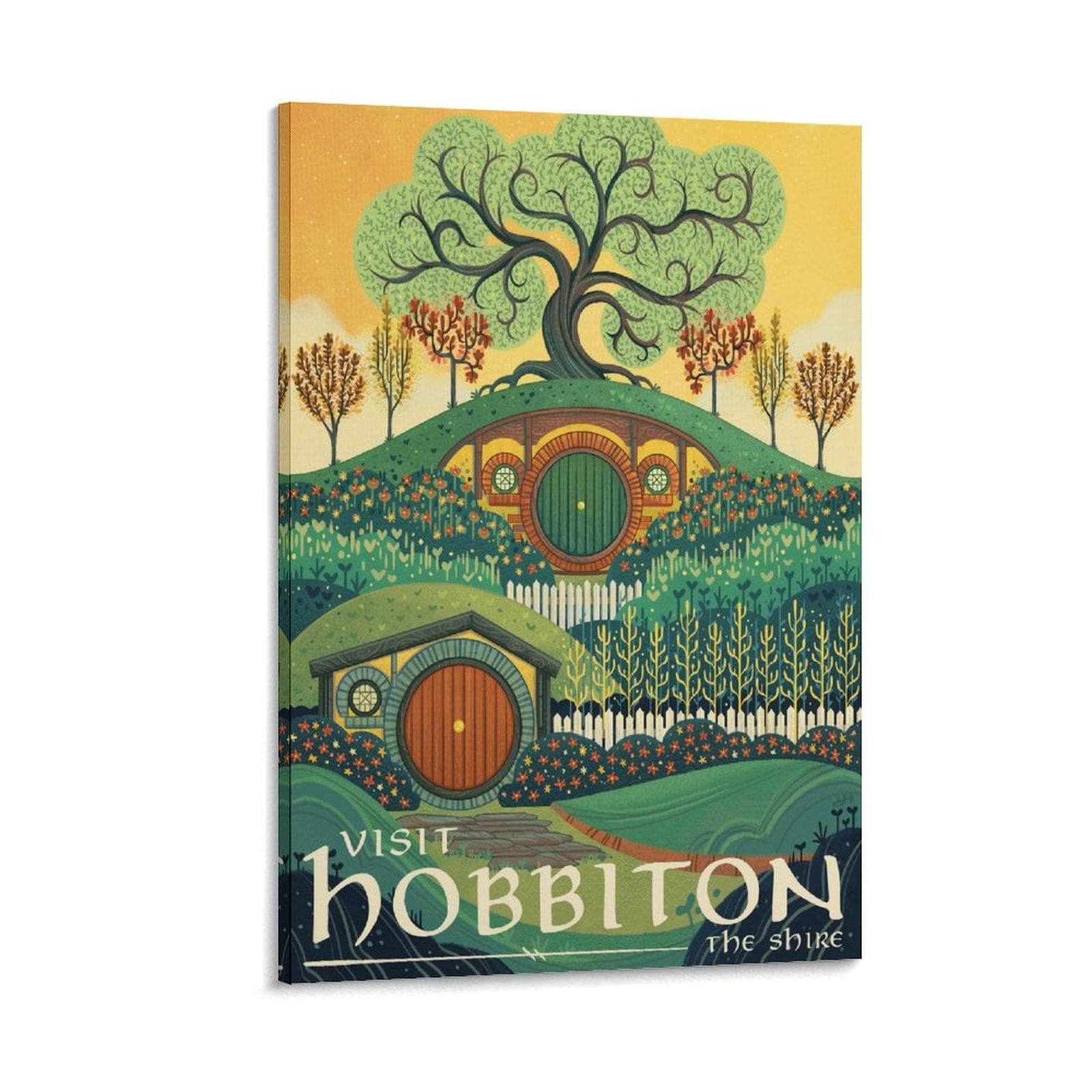 Lord of The Rings Retro Travel Hobbiton Painting On Canvas Wall Art ...