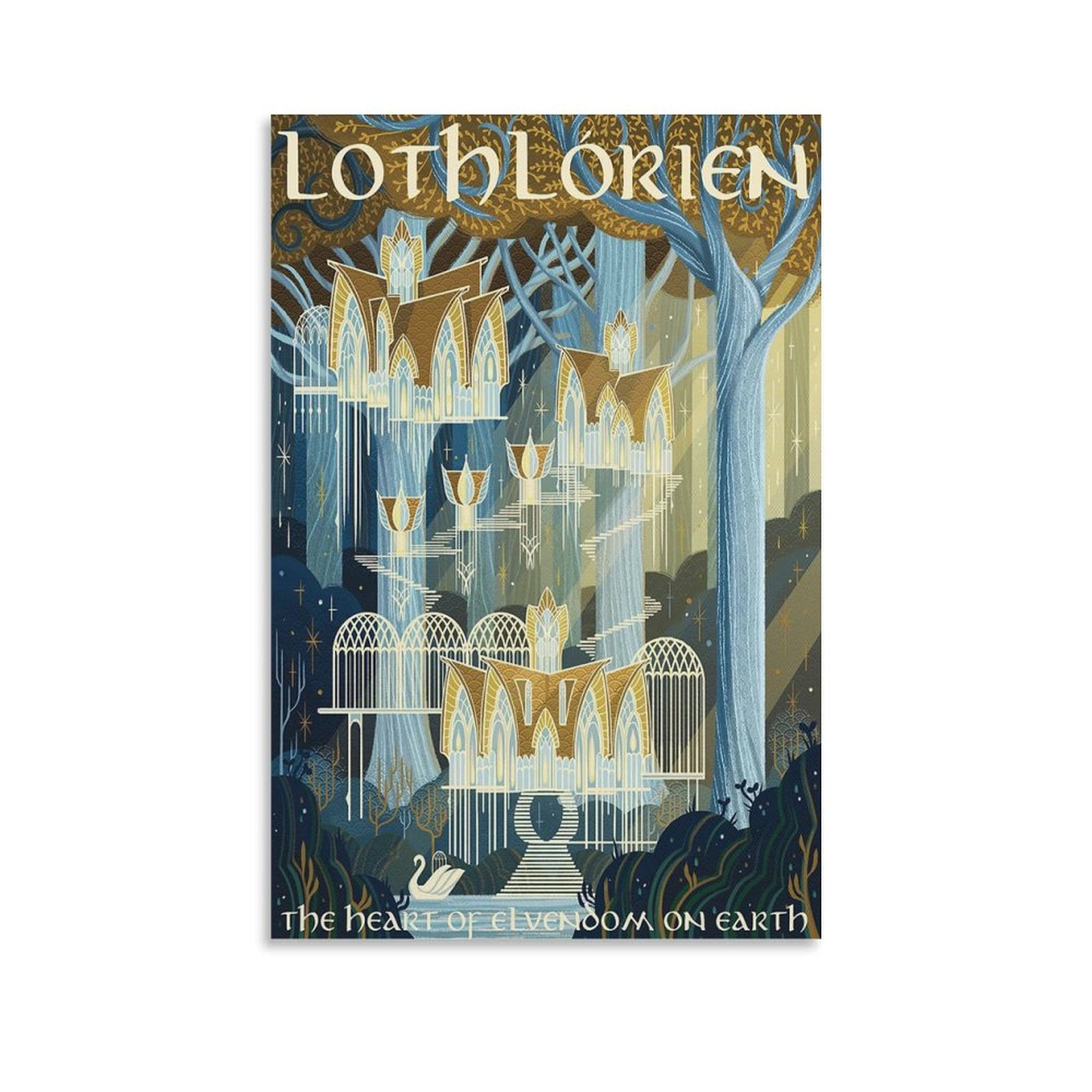 Lord of The Rings Retro Travel Lothlorien Home Decor Poster Wall Art ...