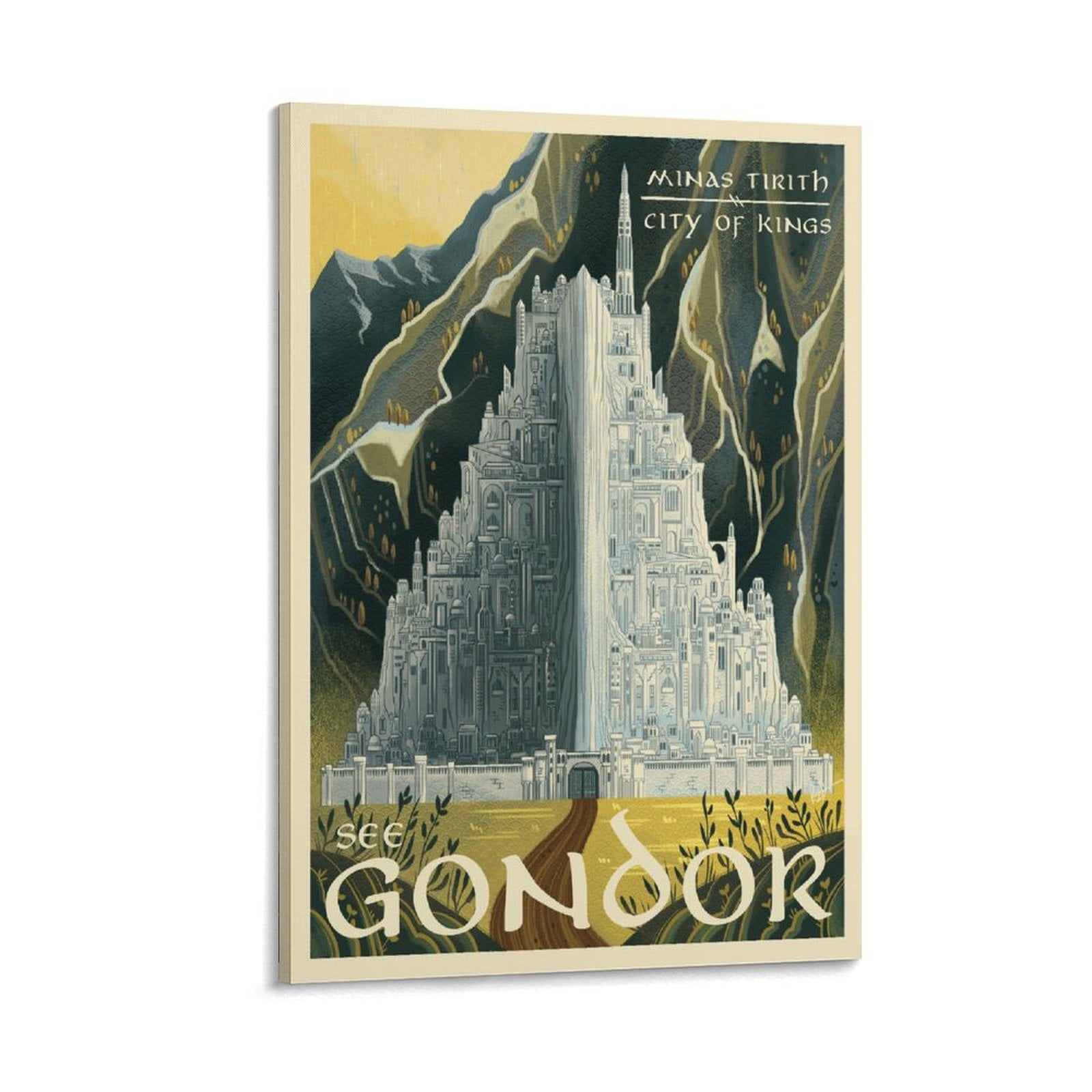 Lord of The Rings Retro Travel Poster Gondor Painting On Canvas Wall ...