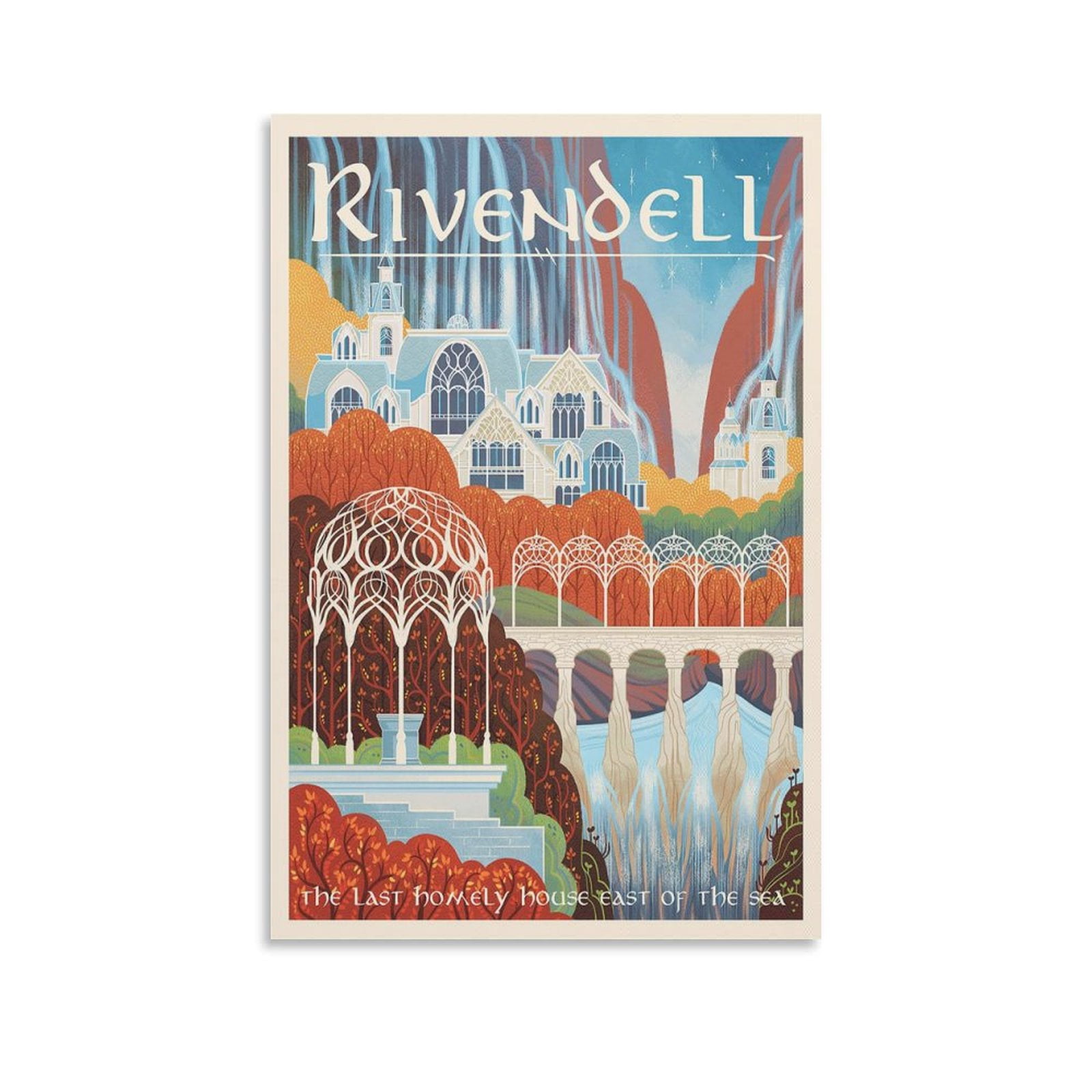 Lord of The Rings Retro Travel Poster Ravendale Canvas Wall Art Prints ...
