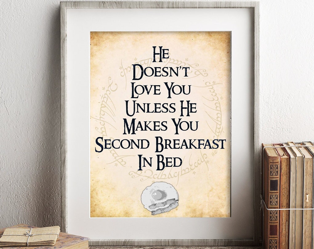 Lord Of The Rings Second Breakfast, Funny Lotr Print, Lord Of The Rings ...