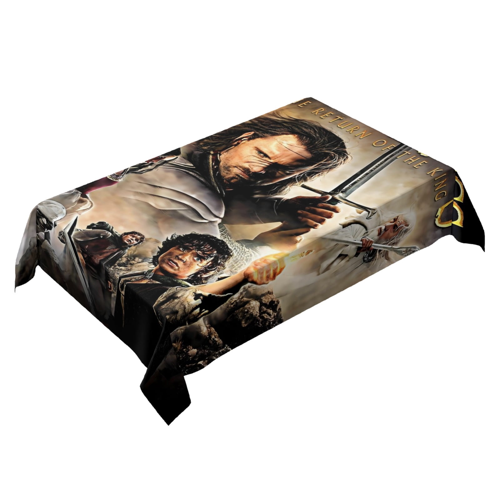 The Lord of the Rings-theme square tablecloth has an iconic print, fits ...