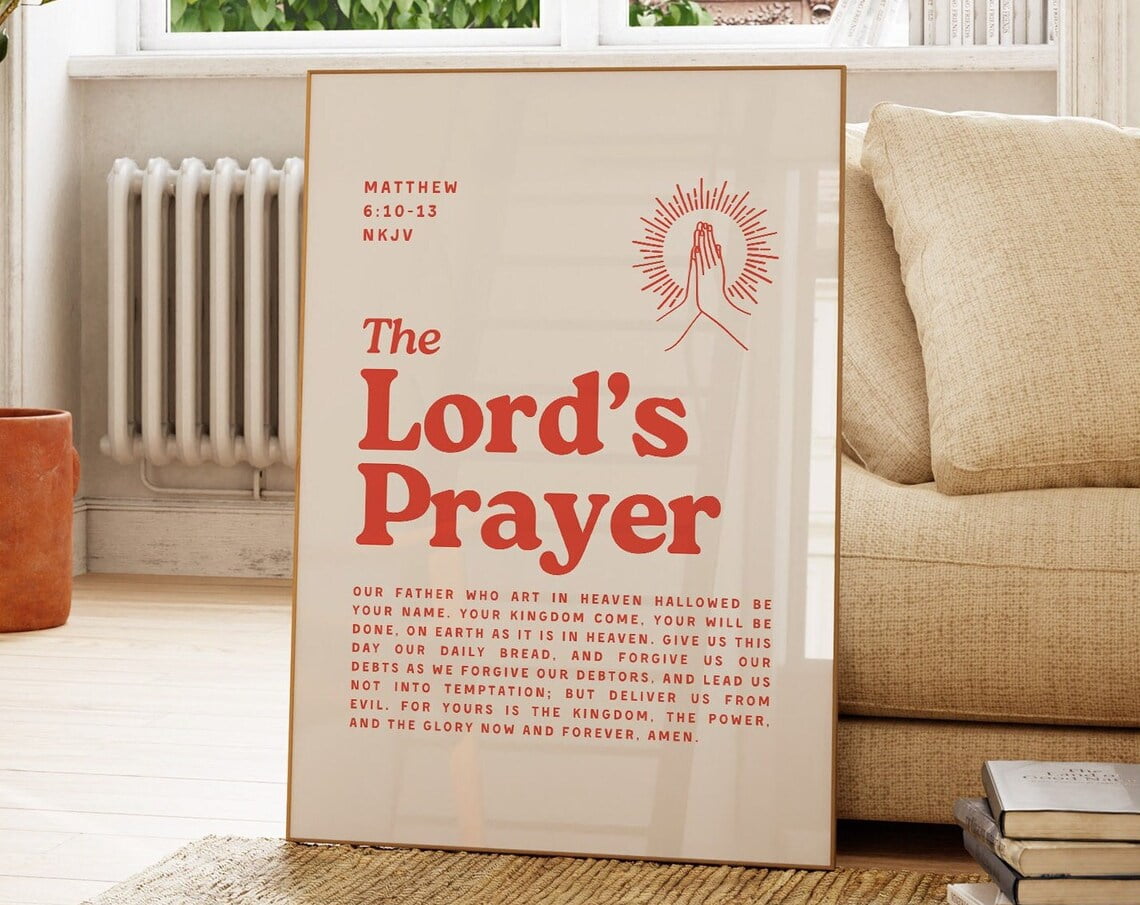 The Lord'S Prayer Retro Christian Wall Art Minimalist Christian Poster ...