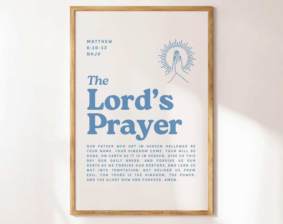 The Lord'S Prayer Retro Christian Wall Art Minimalist Christian Poster ...