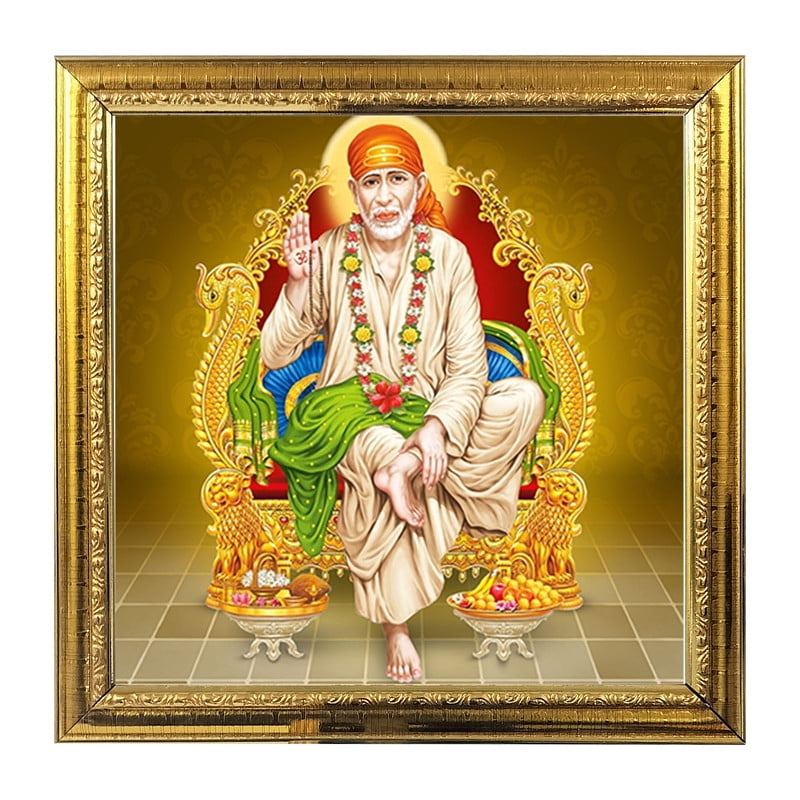 Lord Sai Baba India God Idol Photo Frame for Pooja Hindu Bhagwan Devi ...