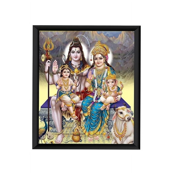 Lord Shiva & Family Wooden Photo Frame For Wall Hanging , Pooja Room ...