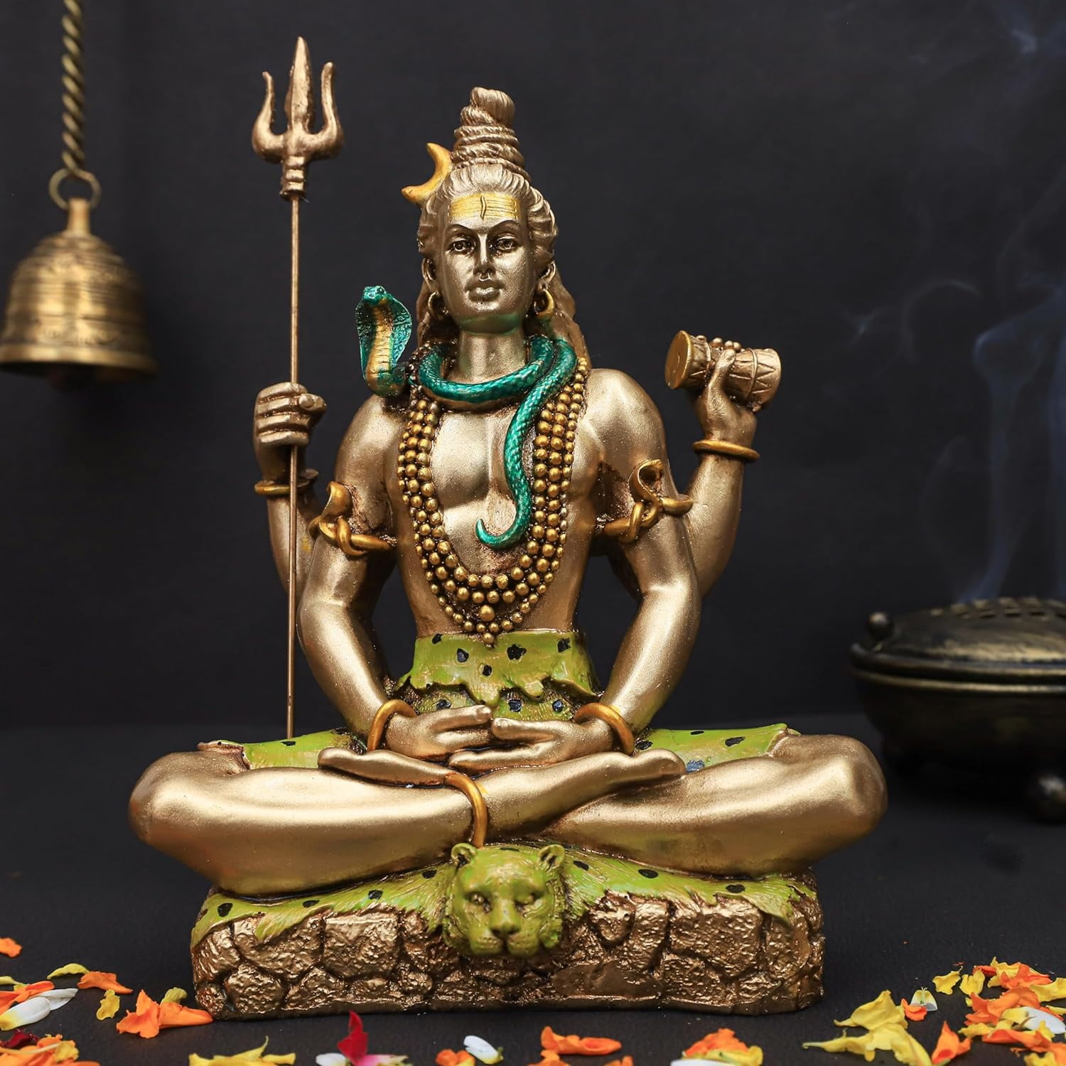 Lord Shiva Idol Shiv Padmasana Sitting Adiyogi Resin Statue| Bholenath Shankar Ji Mahadev Murti ...