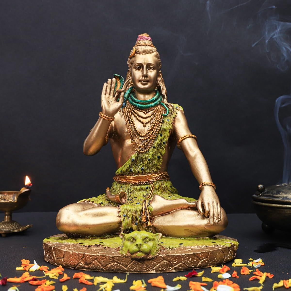 Lord Shiva Idol Shiv Padmasana Sitting Adiyogi Resin Statue Home Decor ...