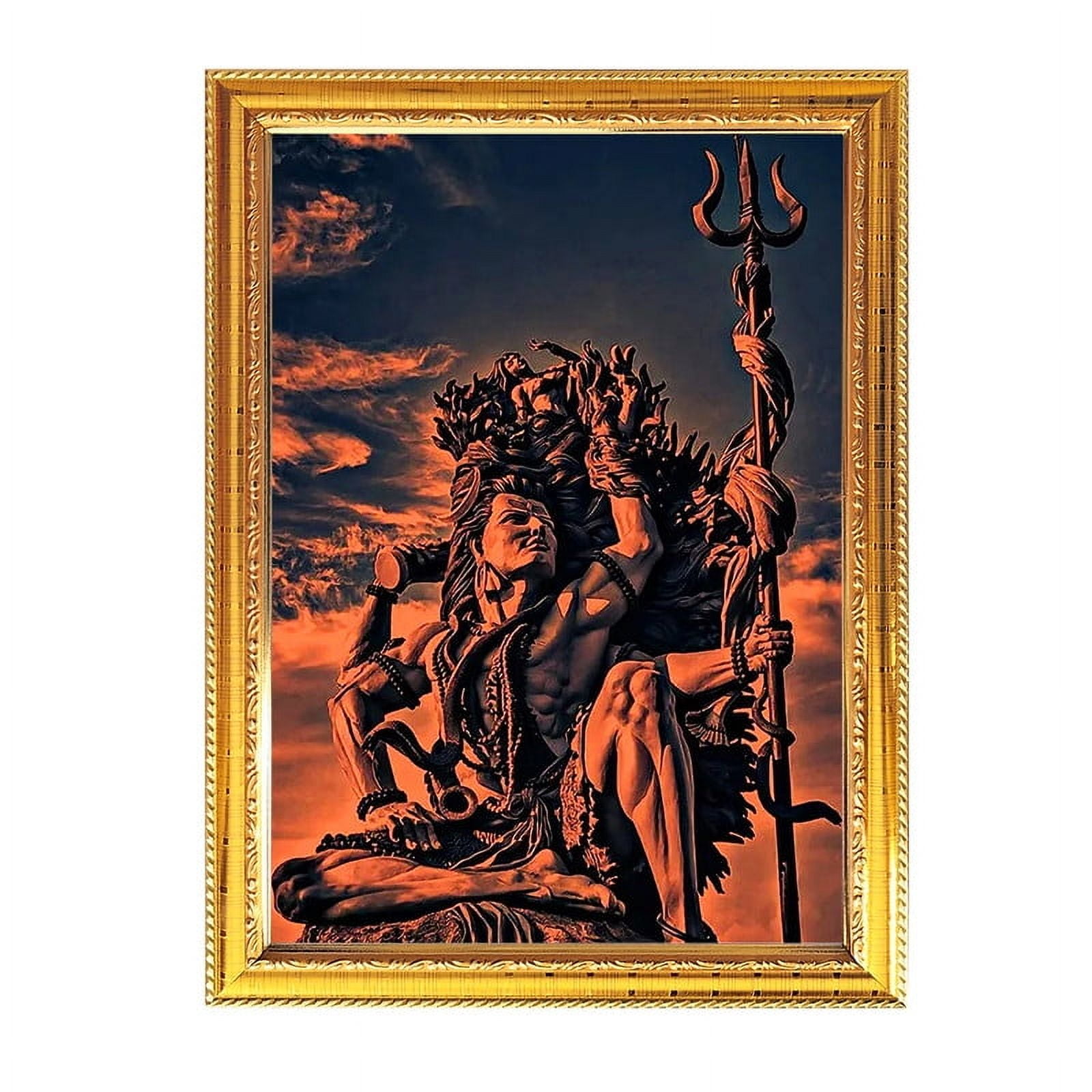 Lord Shiva Open Hair Golden Photo Frame a religious or spiritual theme ...